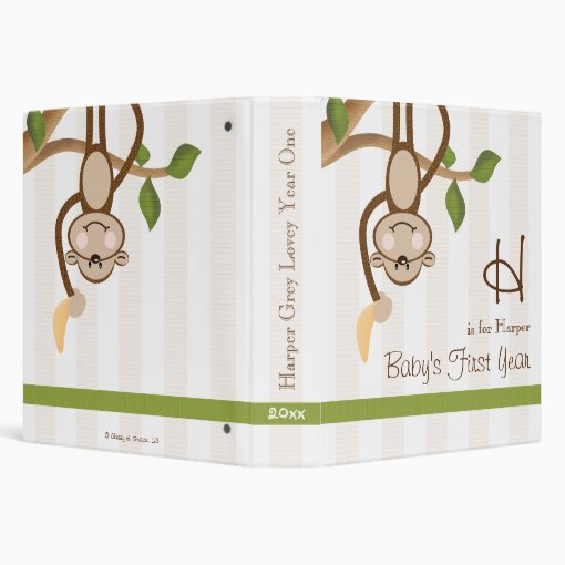 Monogrammed Monkey Baby Photo Album Binder | Zazzle
