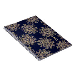 Monogrammed Navy Blue and Gold Notebook Journal | Zazzle
