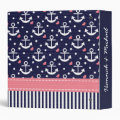 Monogrammed Navy Blue Pink Anchor Wedding Planner Binder | Zazzle