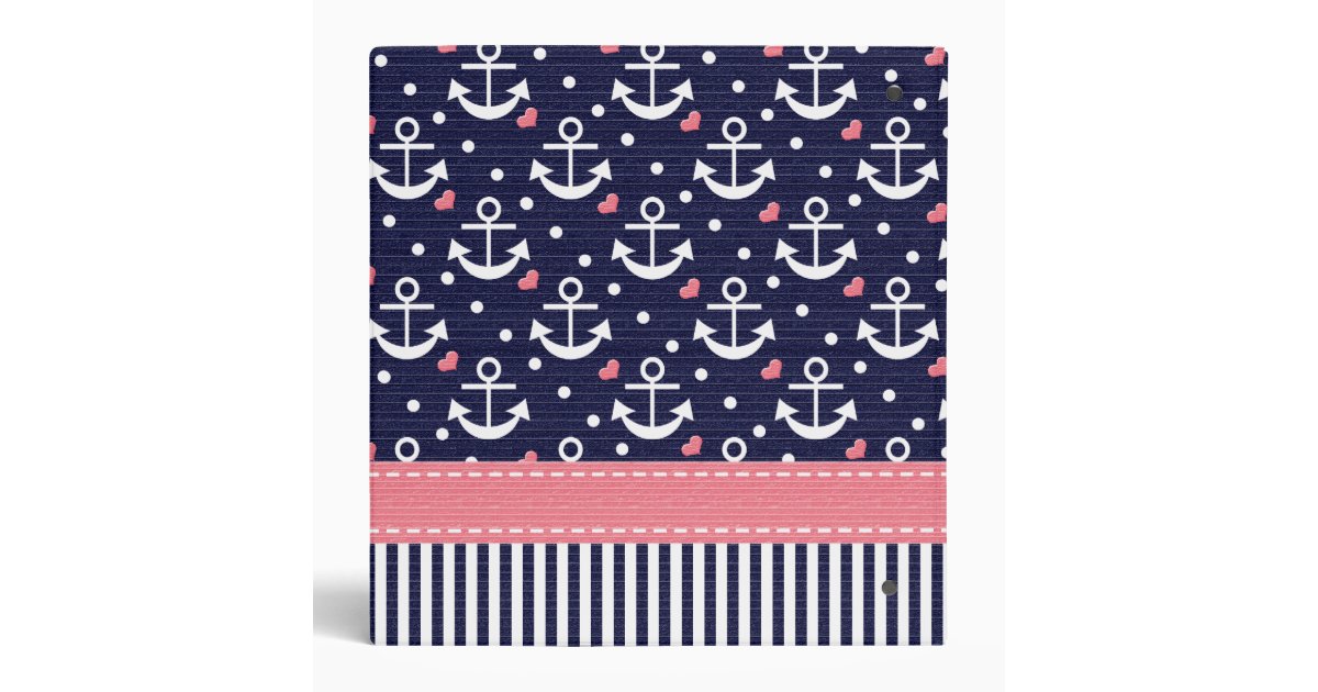 Monogrammed Navy Blue Pink Anchor Wedding Planner Binder | Zazzle