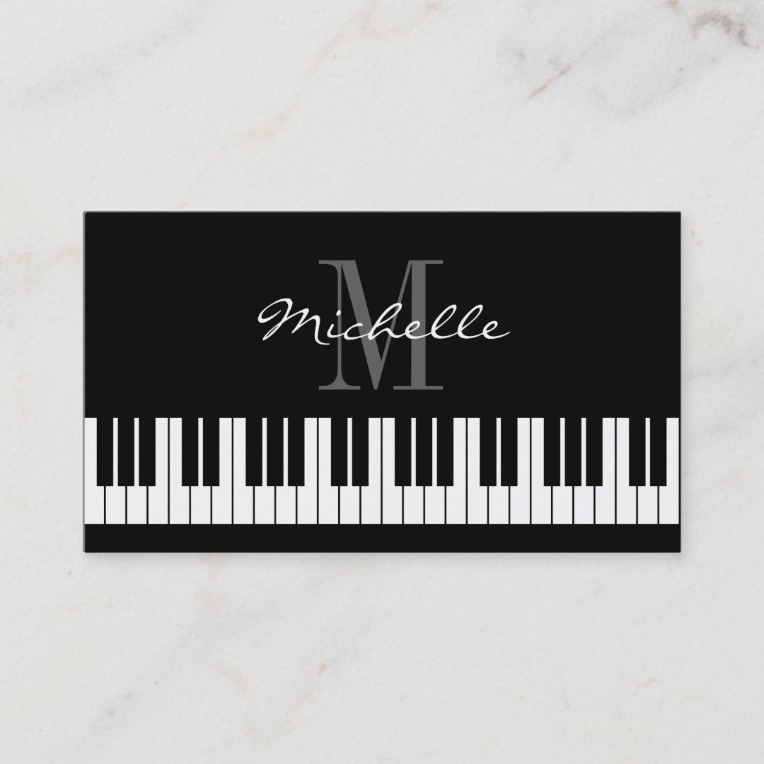 Monogrammed piano teacher business card template | Zazzle