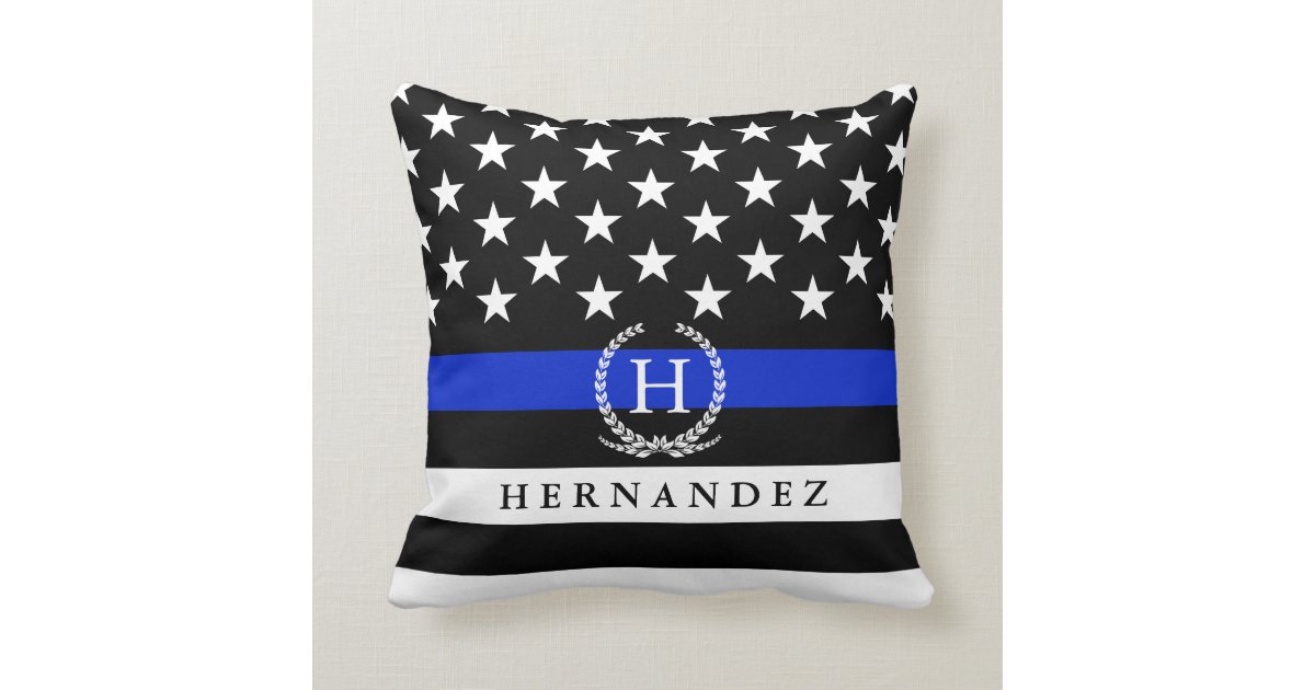 Monogrammed Police Styled American Flag Custom Throw Pillow | Zazzle.com