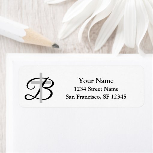 Monogrammed religious cross Return Address Labels | Zazzle