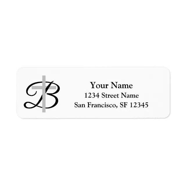 Monogrammed religious cross Return Address Labels | Zazzle