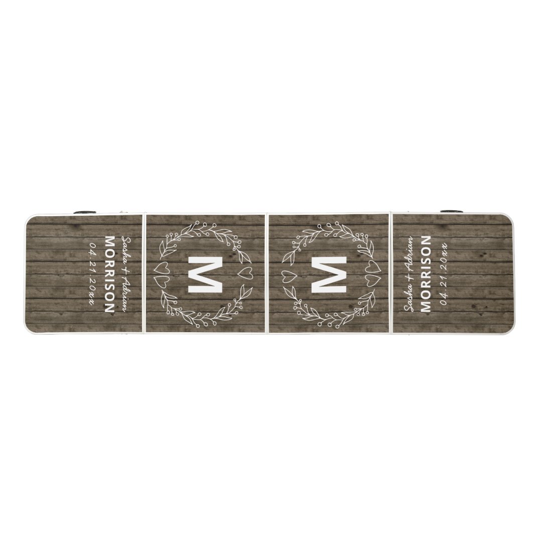 Monogrammed Rustic Barn Wood Couples Beer Pong Table | Zazzle