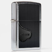 Monogrammed Slick Black Metallic Texture Zippo Lighter | Zazzle