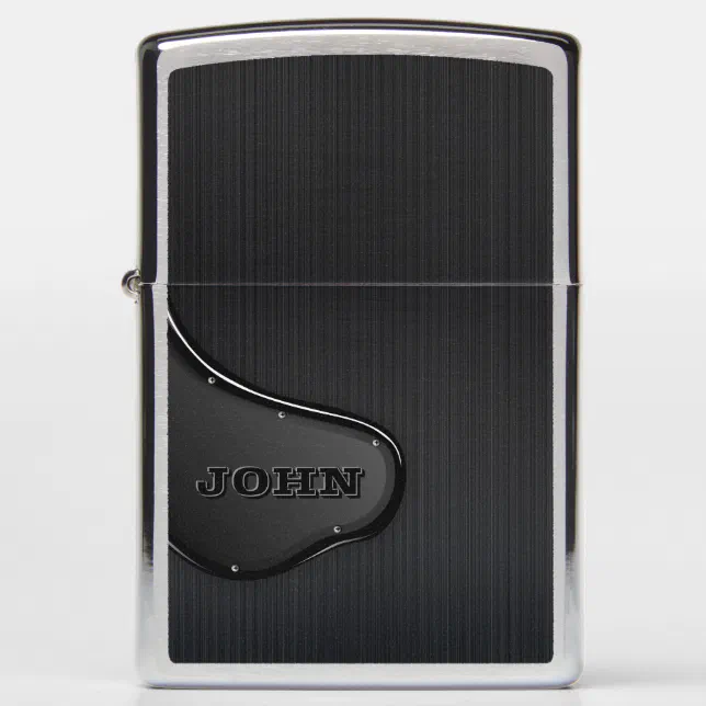 Monogrammed Slick Black Metallic Texture Zippo Lighter | Zazzle