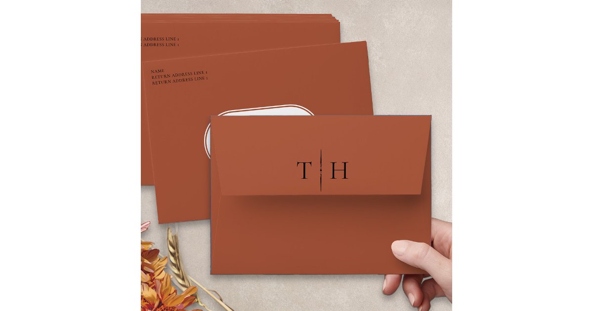 Monogrammed Terracotta Wedding Invitation Envelope | Zazzle