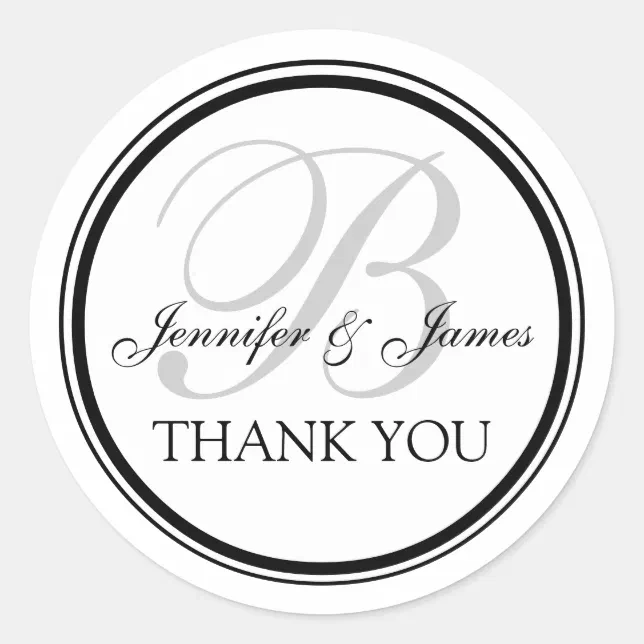 Monogrammed Thank You for Weddings Classic Round Sticker | Zazzle