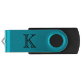 Monogrammed Turquoise Blue Swivel USB Drive | Zazzle