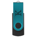 Monogrammed Turquoise Blue Swivel USB Drive | Zazzle