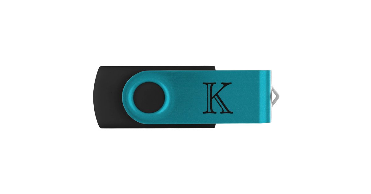 Monogrammed Turquoise Blue Swivel USB Drive | Zazzle