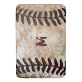 Monogrammed Vintage Baseball Bath Rug for Man Cave | Zazzle