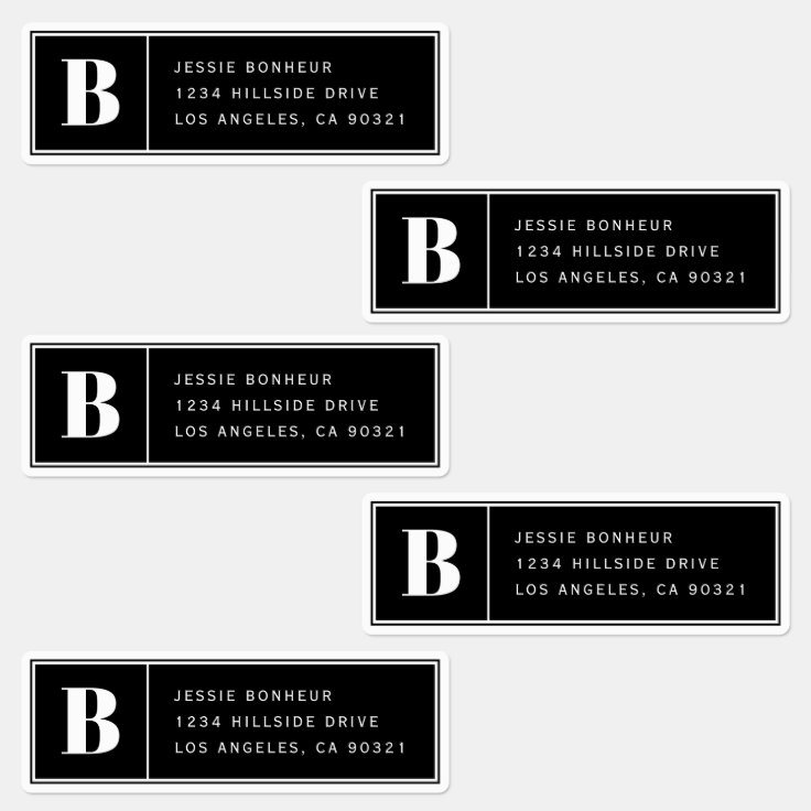 Monogrammed Waterproof Labels | Address or Info | Zazzle