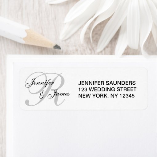 Monogrammed Wedding Custom Address Label | Zazzle