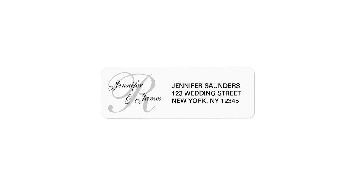 Monogrammed Wedding Custom Address Label | Zazzle