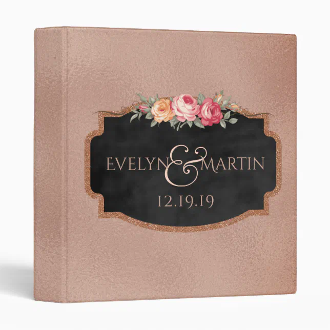 Monogrammed Wedding | Rose Gold Foil Chalkboard Binder | Zazzle
