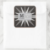 Monogrammed Wedding Stickers-Silver On Black Square Sticker | Zazzle