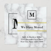 Monogrammed White Marble Look Moving Announcement | Zazzle