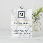 Monogrammed White Marble Look Moving Announcement | Zazzle