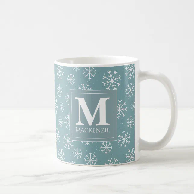 Monogrammed Winter Snowflakes Holiday Coffee Mug | Zazzle