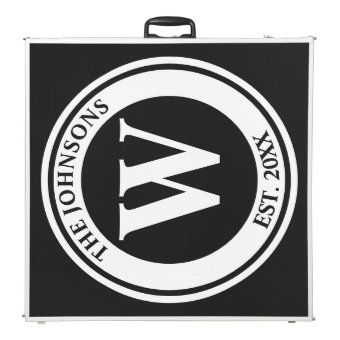 Monogrammed with Circle Pyramid Black Regulation Beer Pong Table | Zazzle