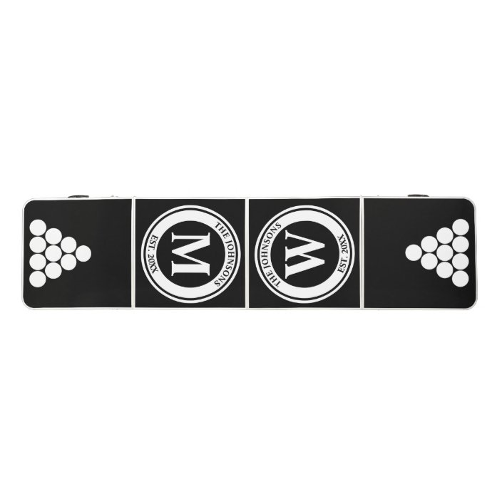 Monogrammed with Circle Pyramid Black Regulation Beer Pong Table ...