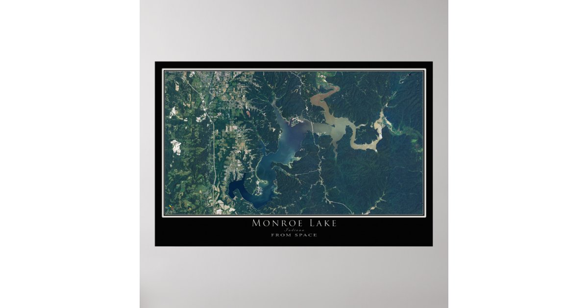 Monroe Lake Indiana Satellite Poster Map | Zazzle