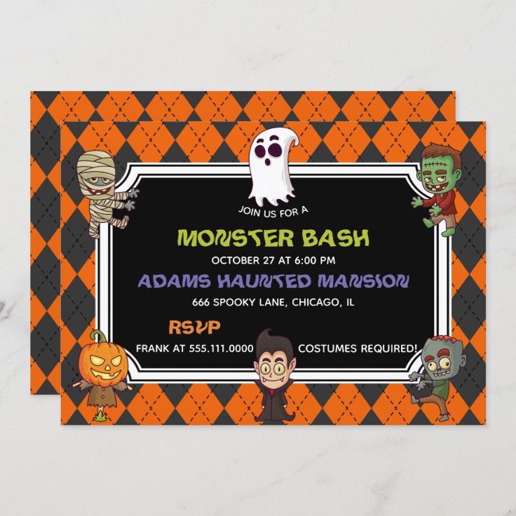 Monster Bash Halloween Party Invitation | Zazzle