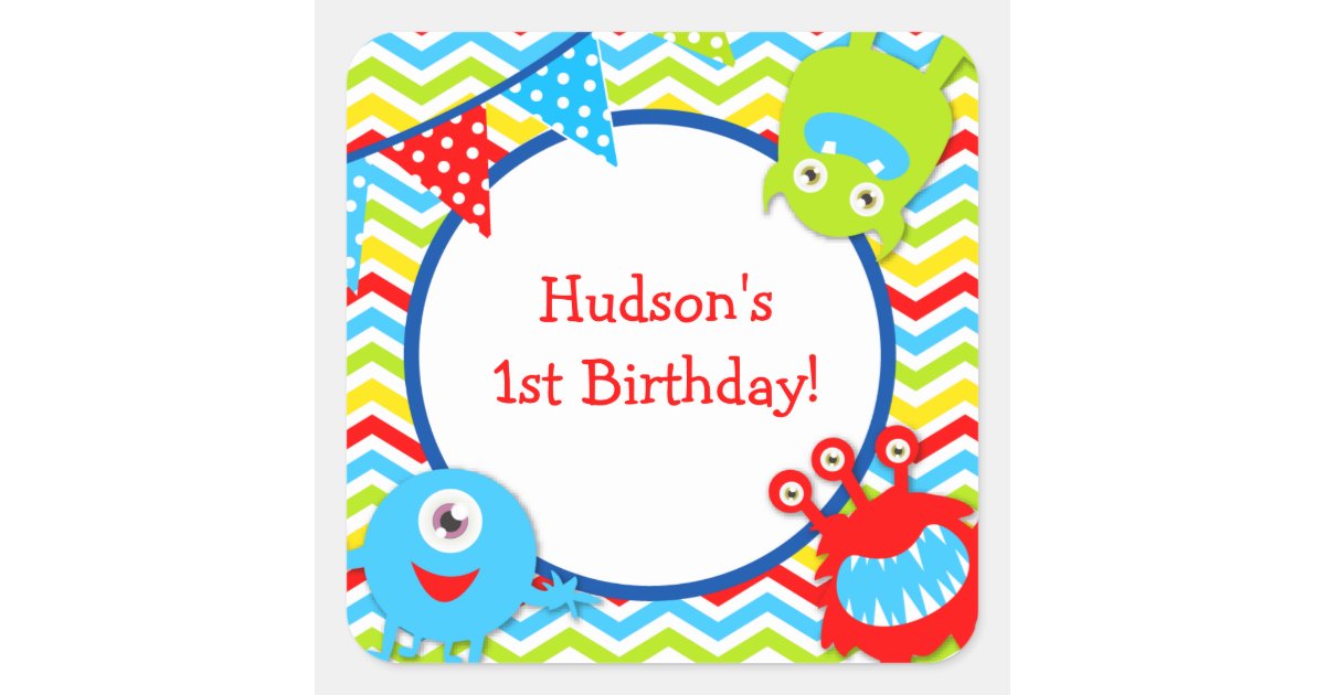 Monster Birthday Favor Stickers | Zazzle