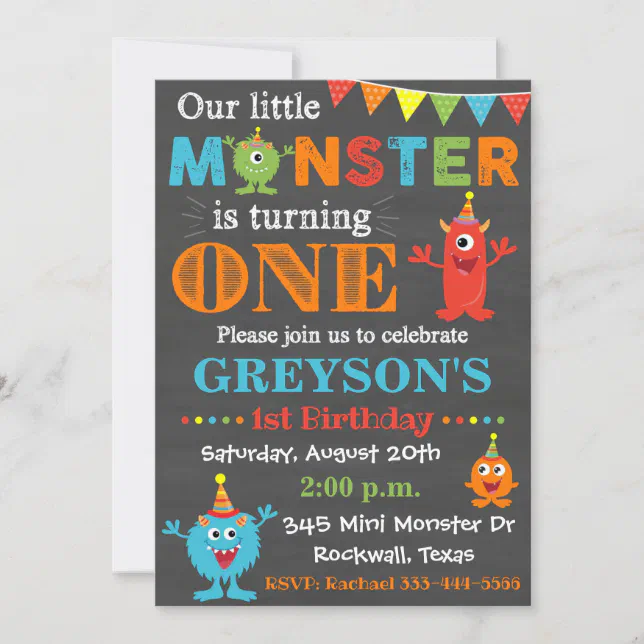 Monster Birthday Invitation | Monster Invitation | Zazzle