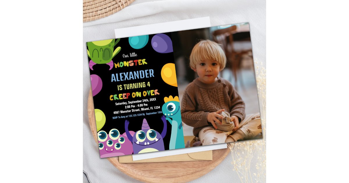 Monster Birthday Invitations, Monsters photo Invitation | Zazzle