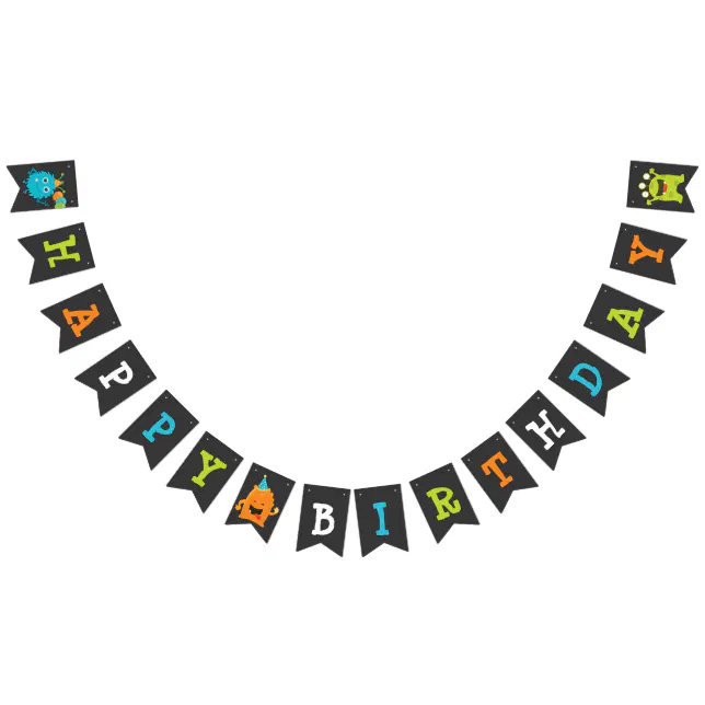 Monster Birthday Party Bunting Flags | Zazzle