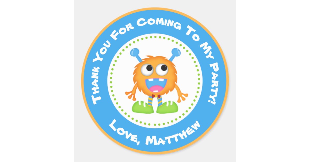 Monster Birthday Party Favor Stickers | Zazzle