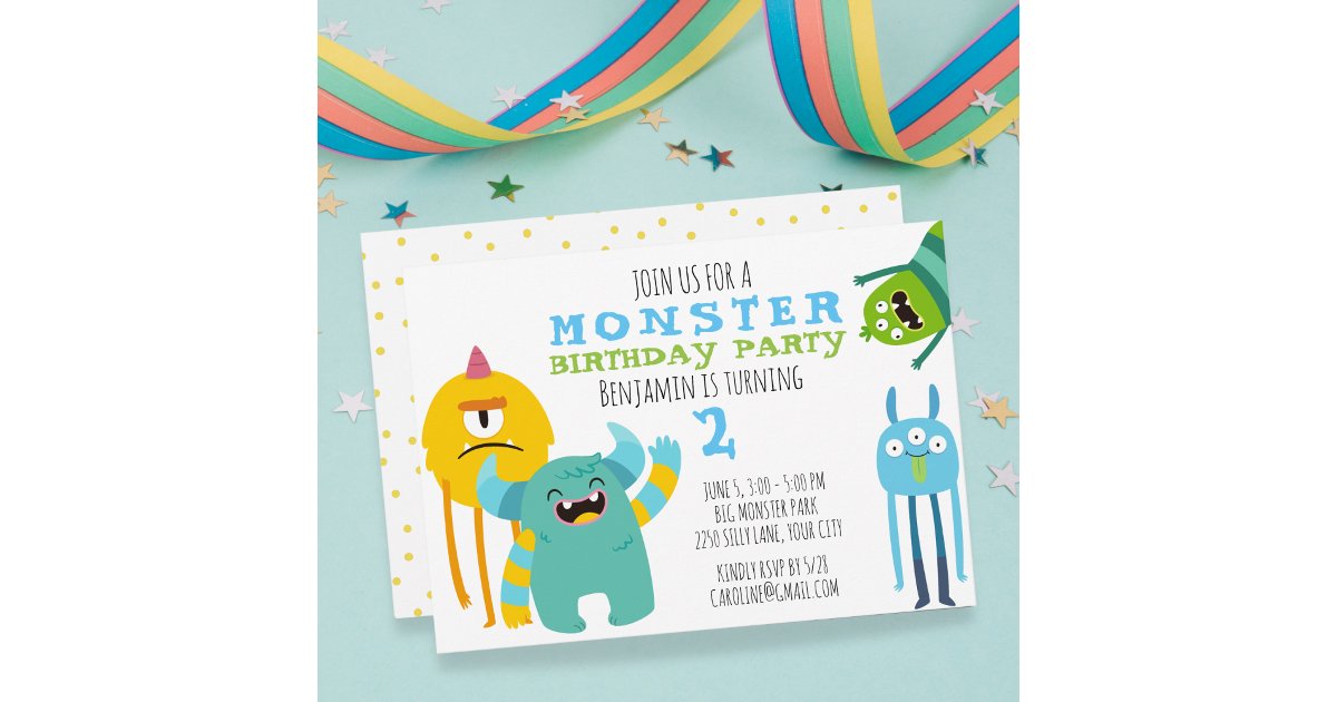 Monster Birthday Party Theme Invitation | Zazzle