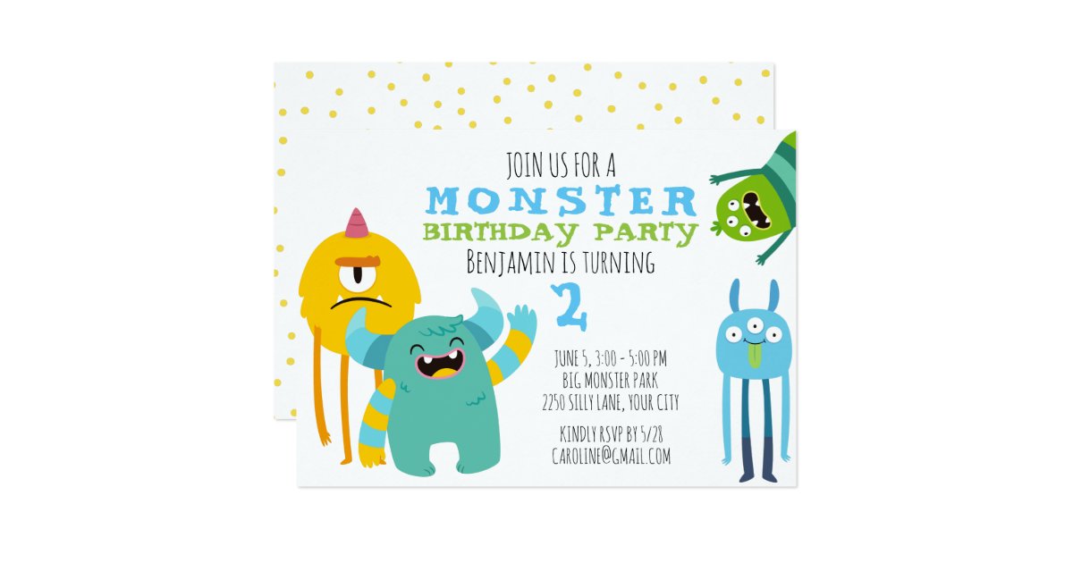 Monster Birthday Party Theme Invitation | Zazzle.com