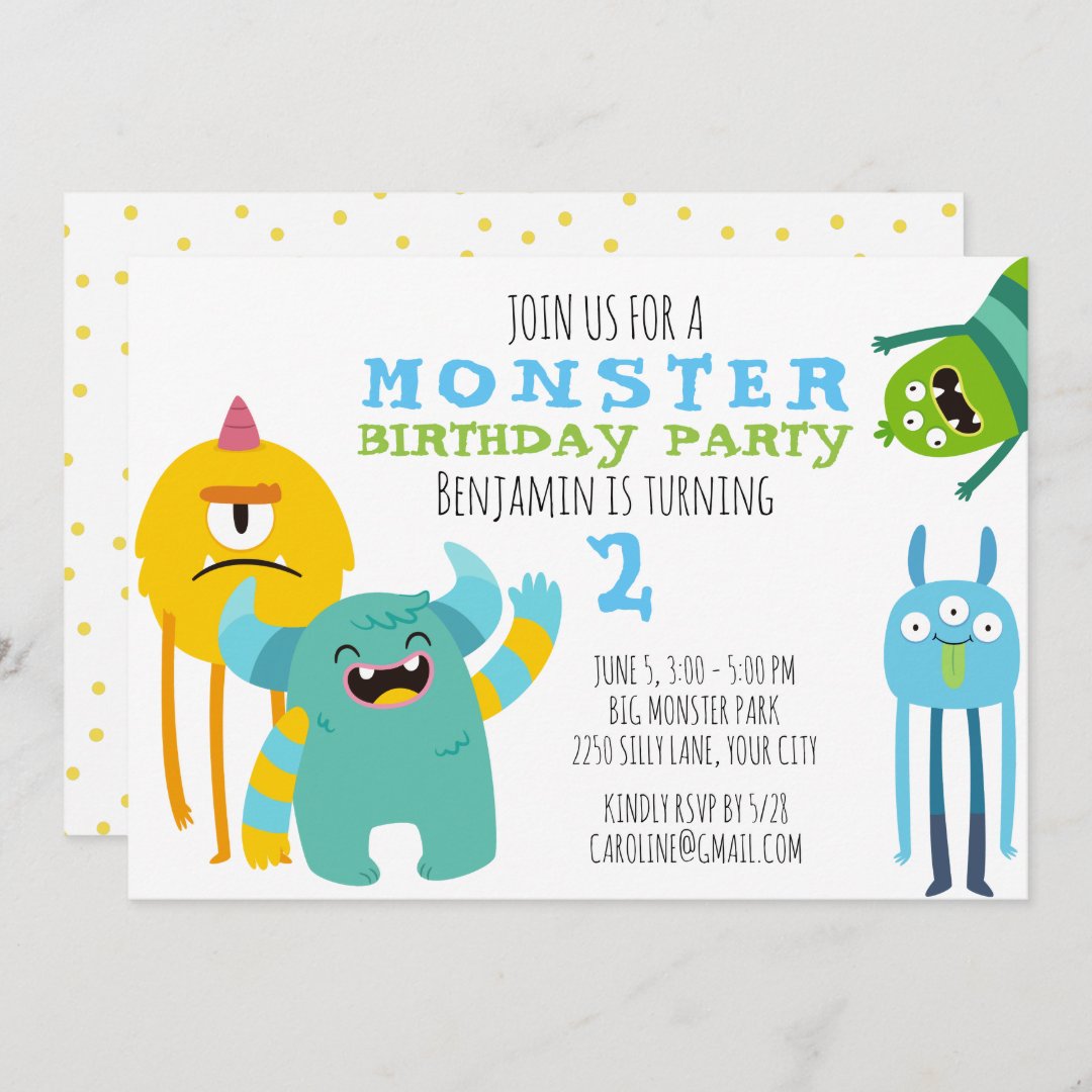 Monster Birthday Party Theme Invitation | Zazzle