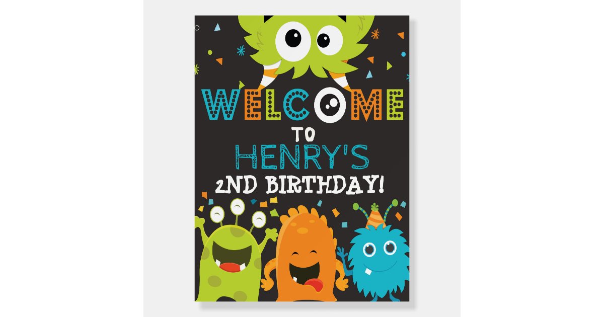 Monster Birthday Party Welcome Sign | Zazzle