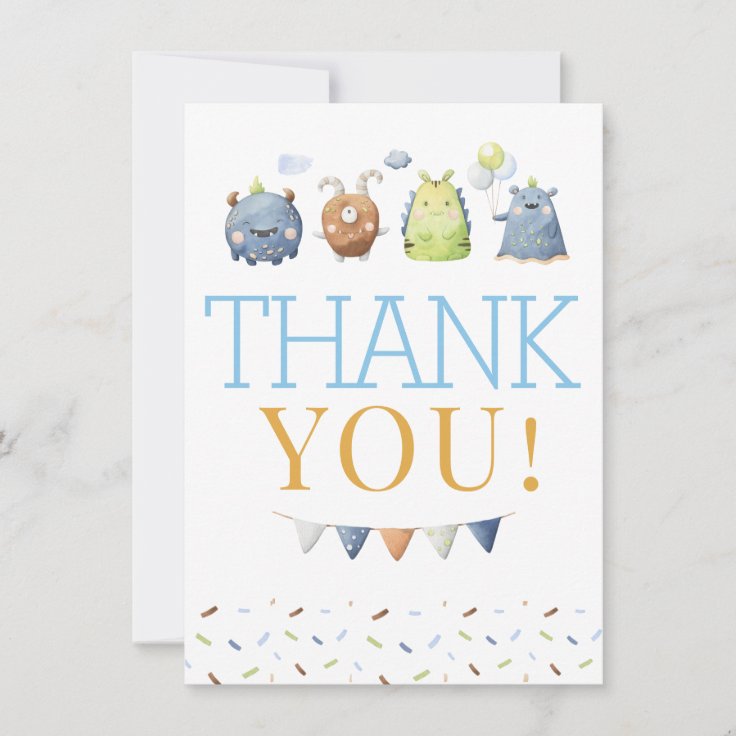 Monster Birthday Thank you card, | Zazzle