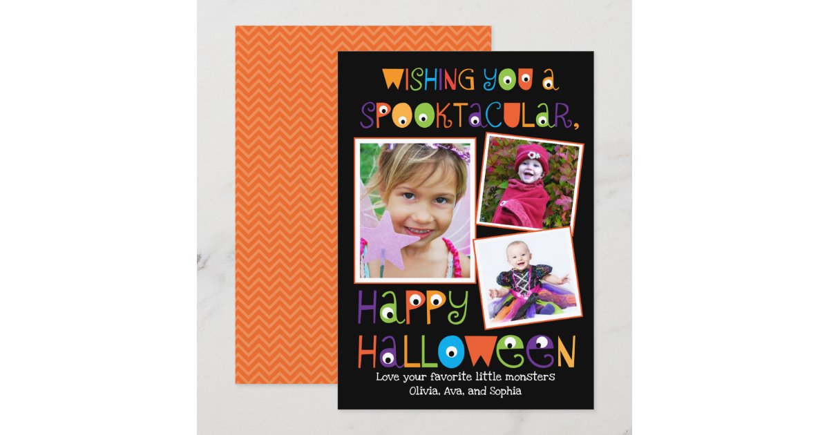 Monster Eyes Halloween 3 Photo Card | Zazzle