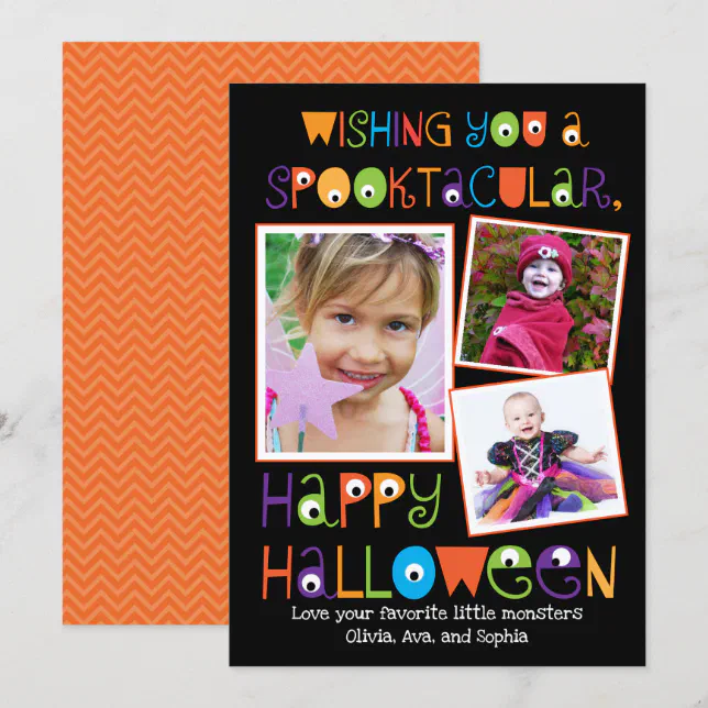Monster Eyes Halloween 3 Photo Card | Zazzle