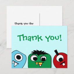 Monster Kids Thank You Card | Zazzle