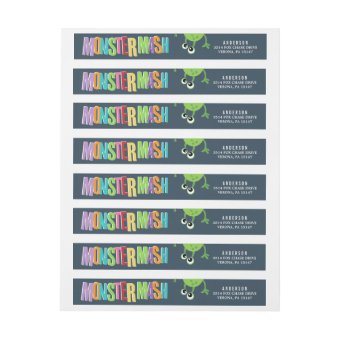 MONSTER MASH BIRTHDAY WRAP AROUND Address Labels | Zazzle