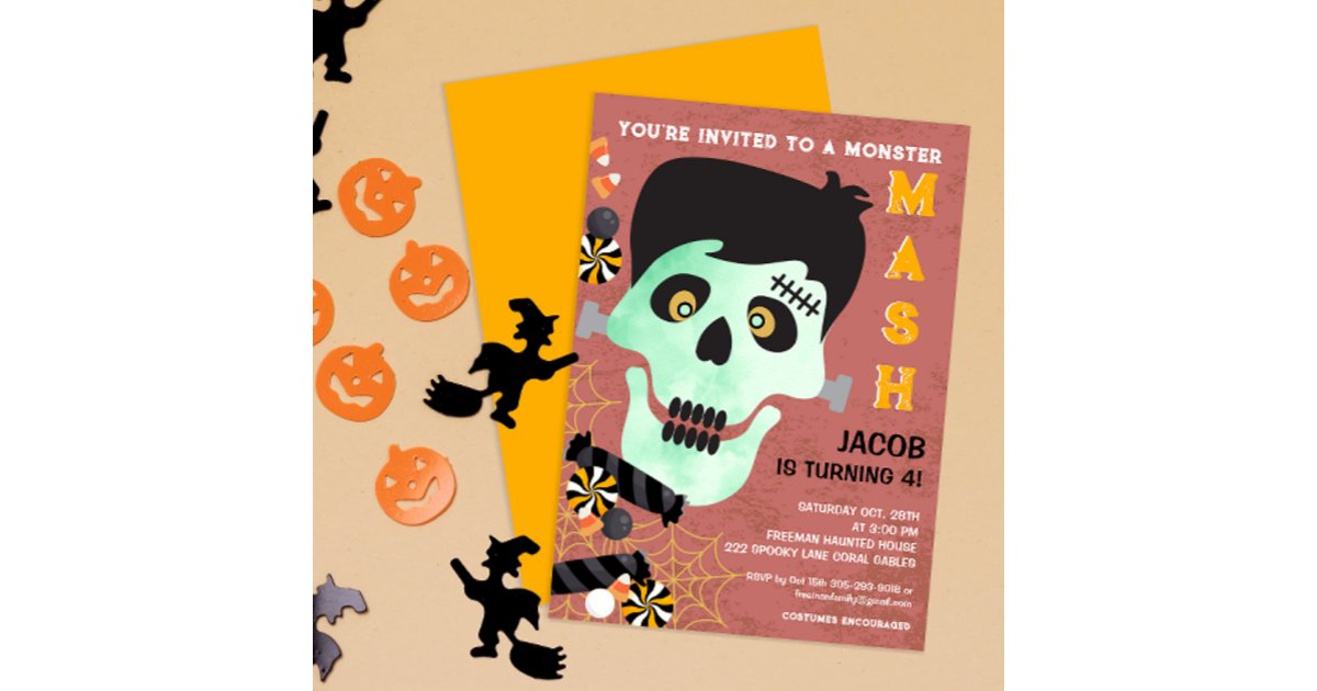 Monster Mash Halloween Birthday Invite | Zazzle