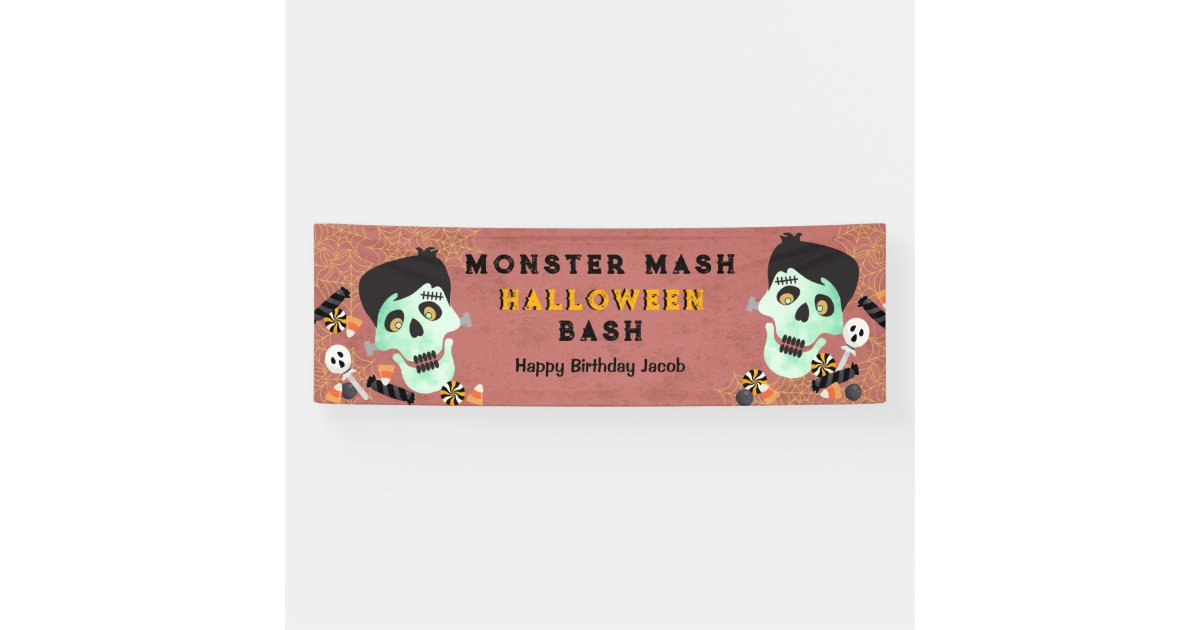 Monster Mash Halloween Birthday Party Banner | Zazzle