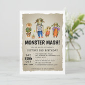 Monster Mash Halloween Kids Birthday Invitation | Zazzle