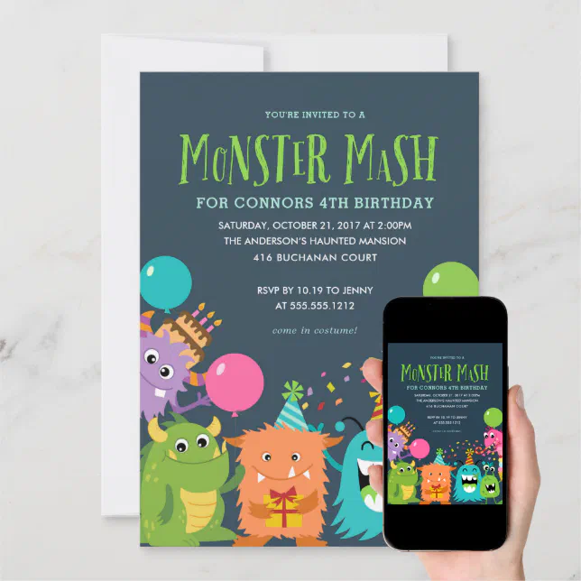 MONSTER MASH KIDS BIRTHDAY PARTY INVITATION invite | Zazzle
