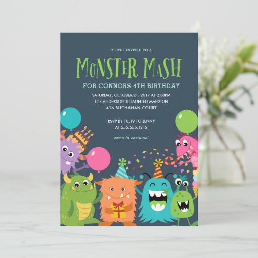 MONSTER MASH KIDS BIRTHDAY PARTY INVITATION invite | Zazzle
