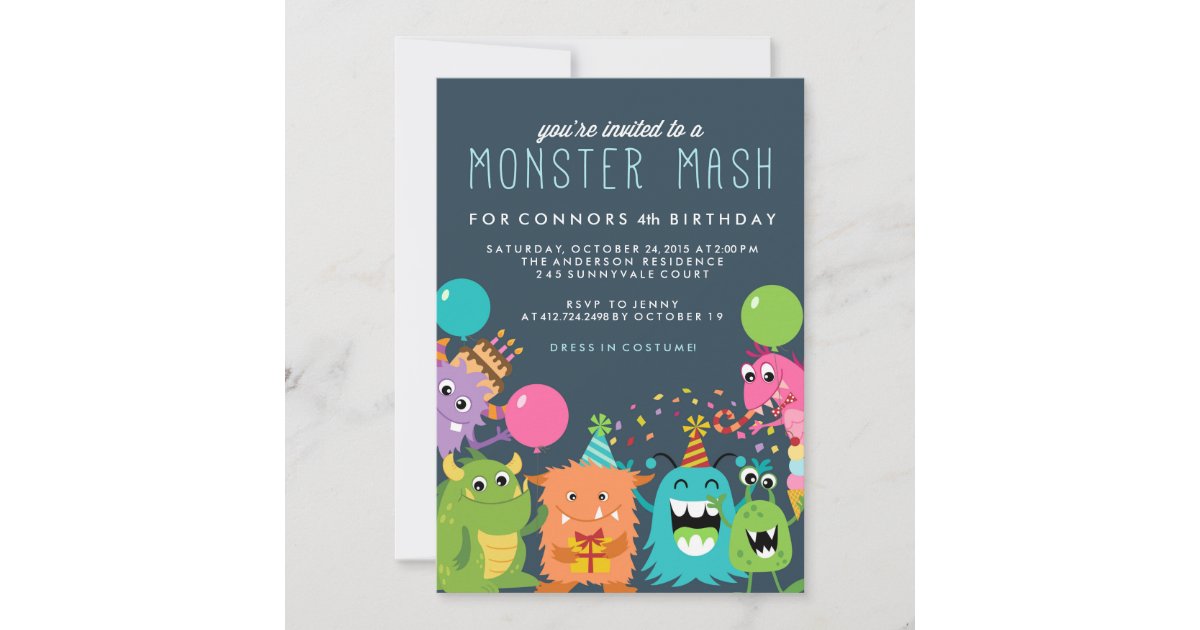 MONSTER MASH KIDS BIRTHDAY PARTY INVITATION invite | Zazzle