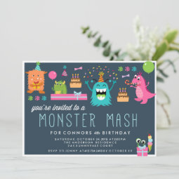 MONSTER MASH KIDS BIRTHDAY PARTY INVITATION invite | Zazzle